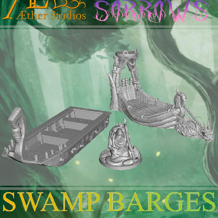 3D Printable KS1SOS32 – Swamp Barges by Aether Studios