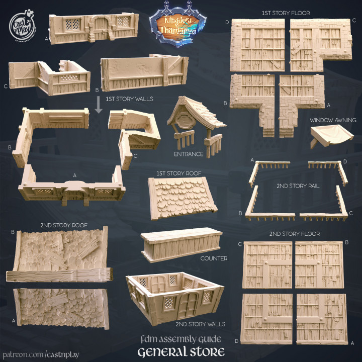 3D Printable General Store (Pre-Supported) - Terrain by Cast n Play