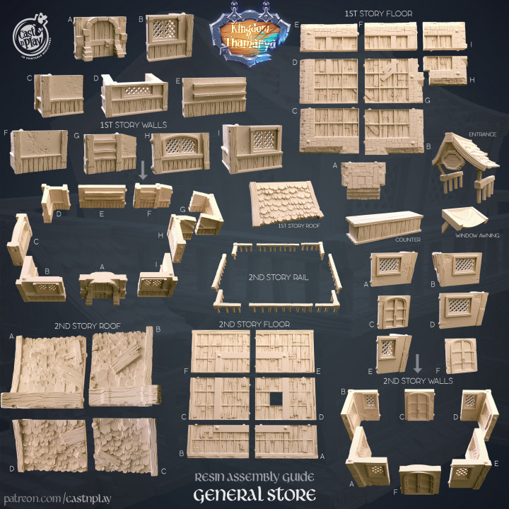 3D Printable General Store (Pre-Supported) - Terrain by Cast n Play