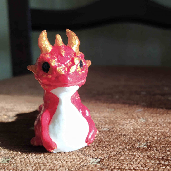 3D Printable Cute Little Dragon (red) by Sveta