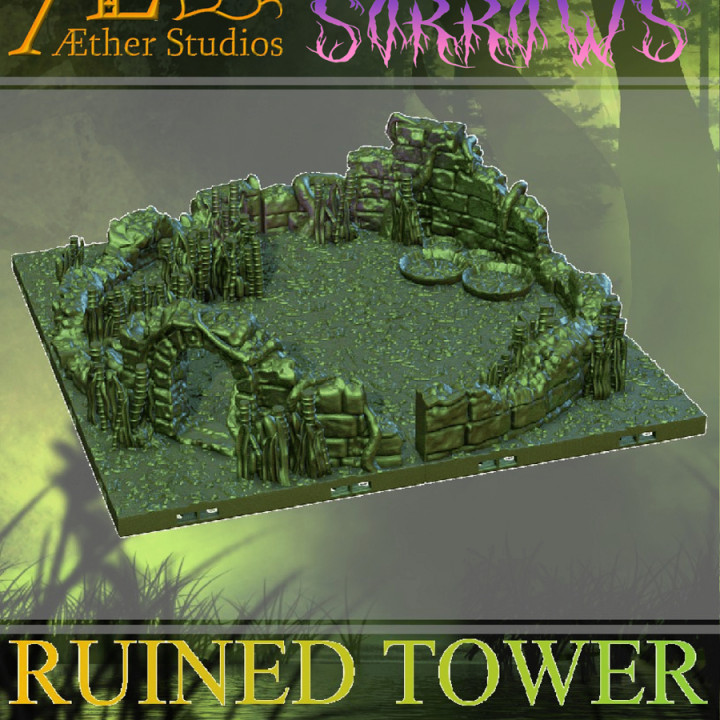 3D Printable KS1SOS23 - Ruined Tower by Aether Studios