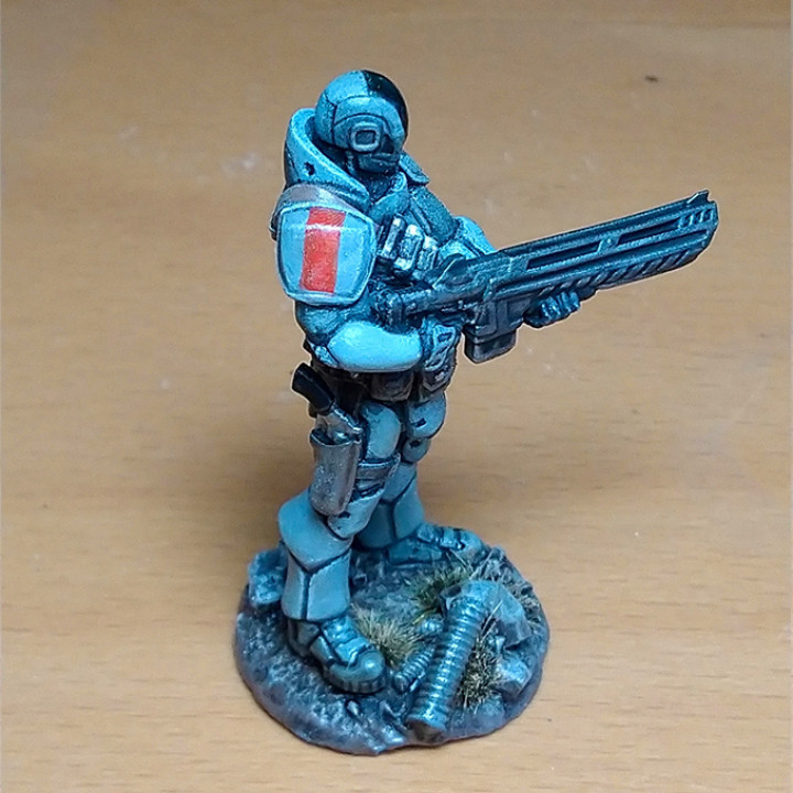 3D Printable Cyberpunk Heavy Soldier On Guard (pre-supported) by Vicko ...