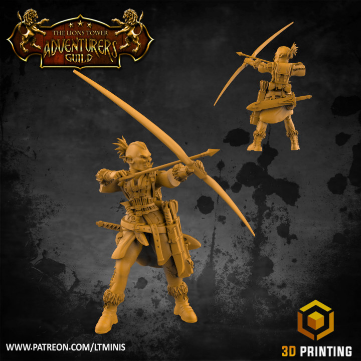 3D Printable Level Up Ranger - Female (3x modular 32mm scale miniatures ...