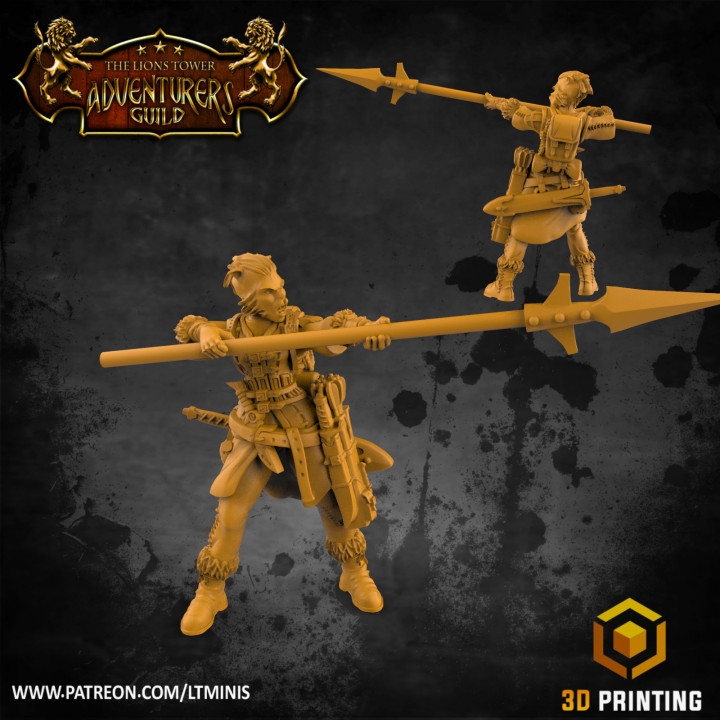 3D Printable Level Up Ranger - Female (3x modular 32mm scale miniatures ...