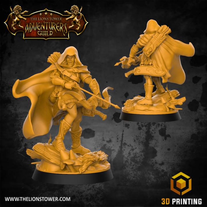 3D Printable Level Up Ranger - Female (3x modular 32mm scale miniatures ...