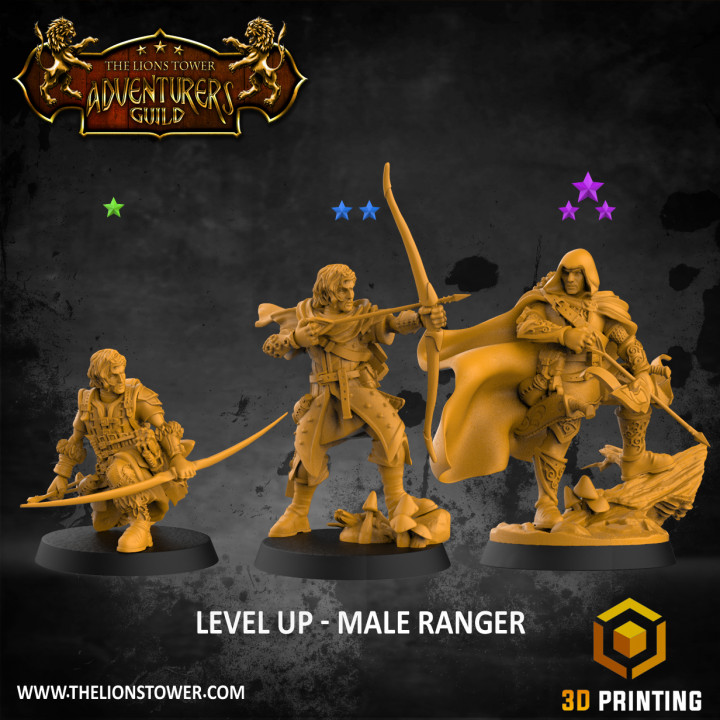 3D Printable Level Up Ranger- Male (3x modular 32mm scale miniatures ...