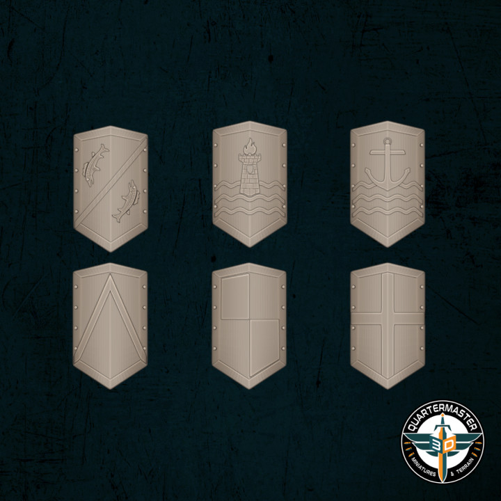 3D Printable Knight Shield Multi-pack by Quartermaster3D