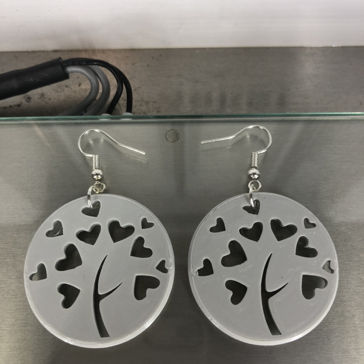 3D Printable Heart tree earrings by Idea Lab