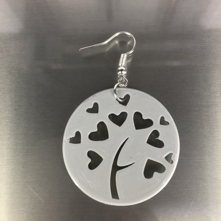 3D Printable Heart tree earrings by Idea Lab
