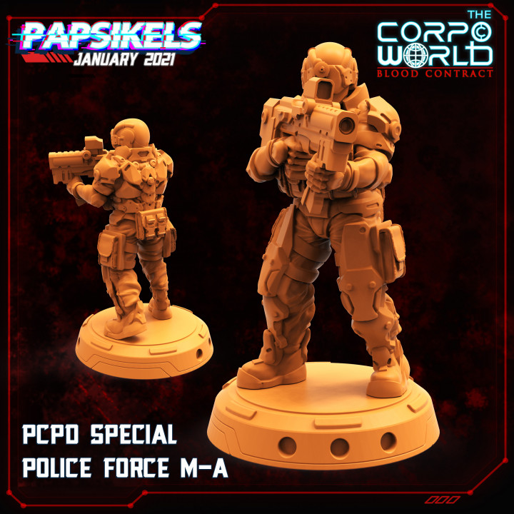 3D Printable PCPD SPECIAL POLICE FORCE M-A by PAPSIKELS MINIATURES