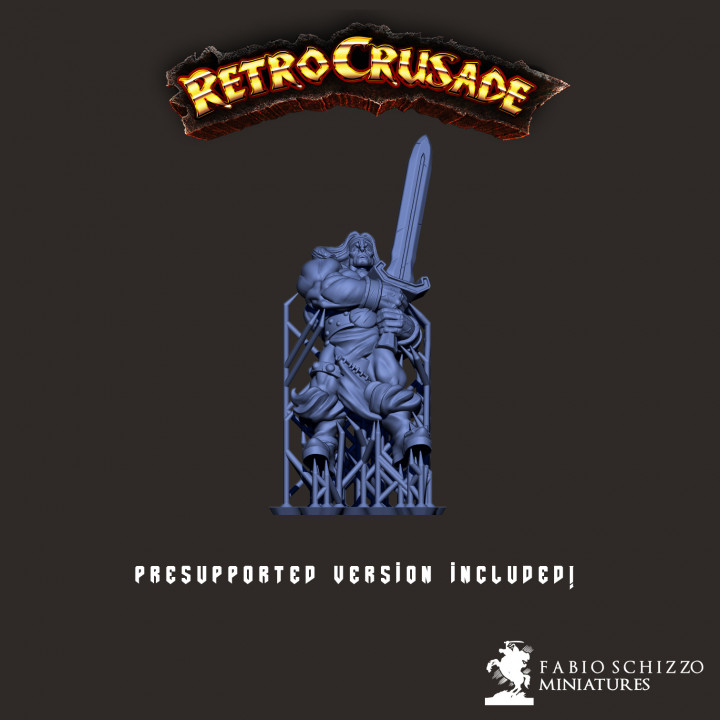3D Printable Retrocrusade Classic Barbarian by Fabio Rizzo