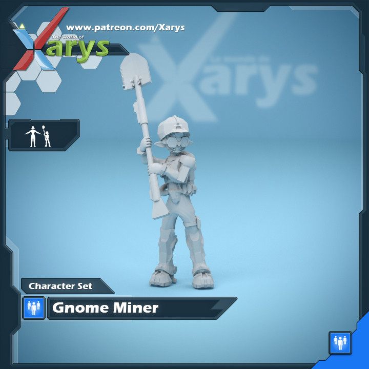 3D Printable Gnome Miner by Xarys Games