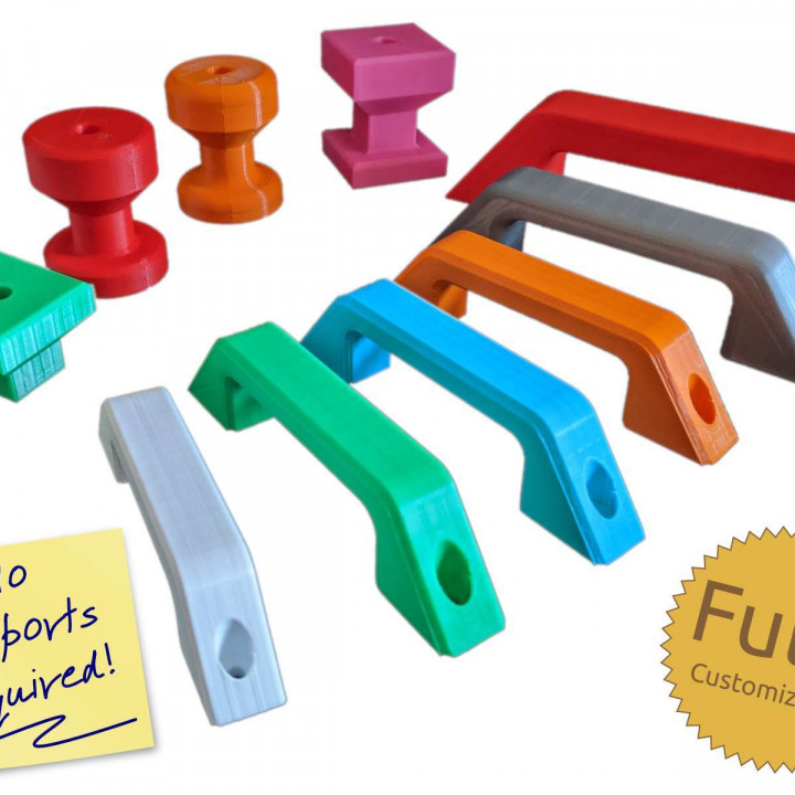 3D Printable Fully Customizable General Purpose Handles by Code and Make