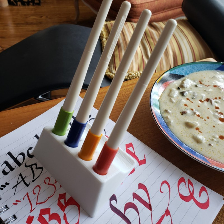 3D Printable Pilot Parallel Pen Holder for 4 Pens by Bharat Mistry