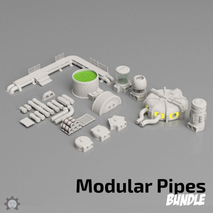 3D Printable Modular Pipe System Bundle by Fr3D @ The3DPrinting