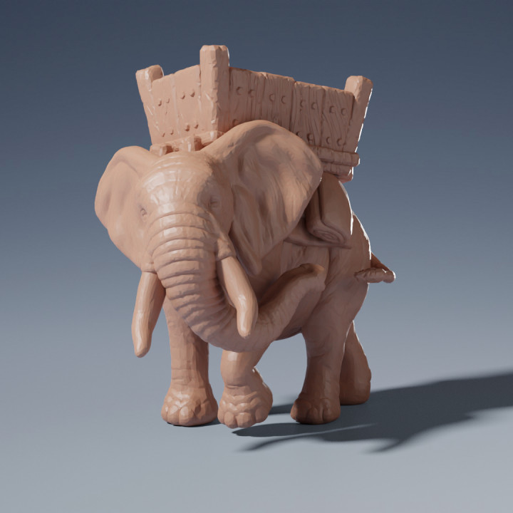3D Printable 6mm Wild & War Elephants by Productions Diratia