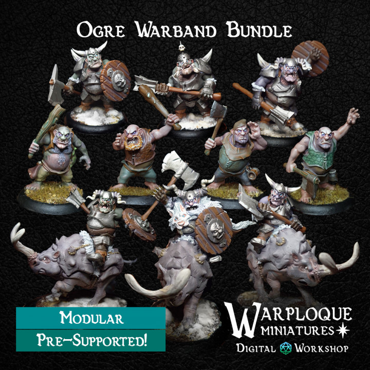 3D Printable Ogre Warband Bundle by Warp Miniatures