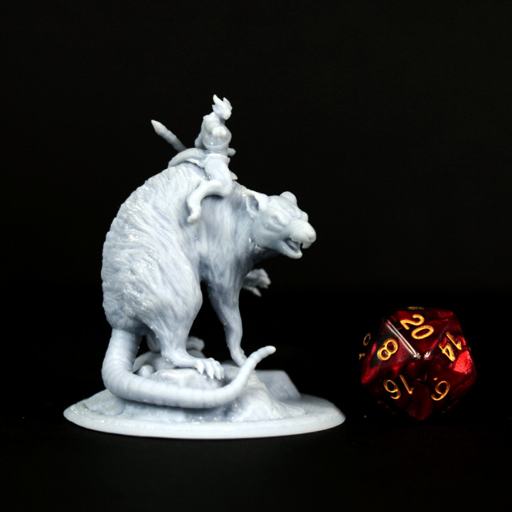 3D Printable Kobold on giant rat by clynche art