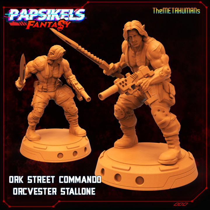 3D Printable ORK STREET COMMANDO ORCVESTER STALLONE by PAPSIKELS MINIATURES