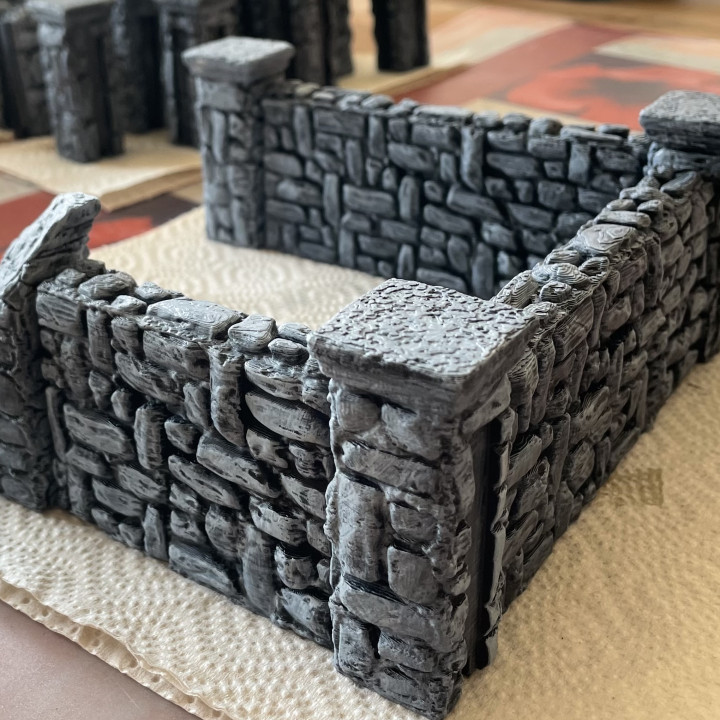 3D Print of Stone Walls Modular Terrain Complete Set by TheBikuku