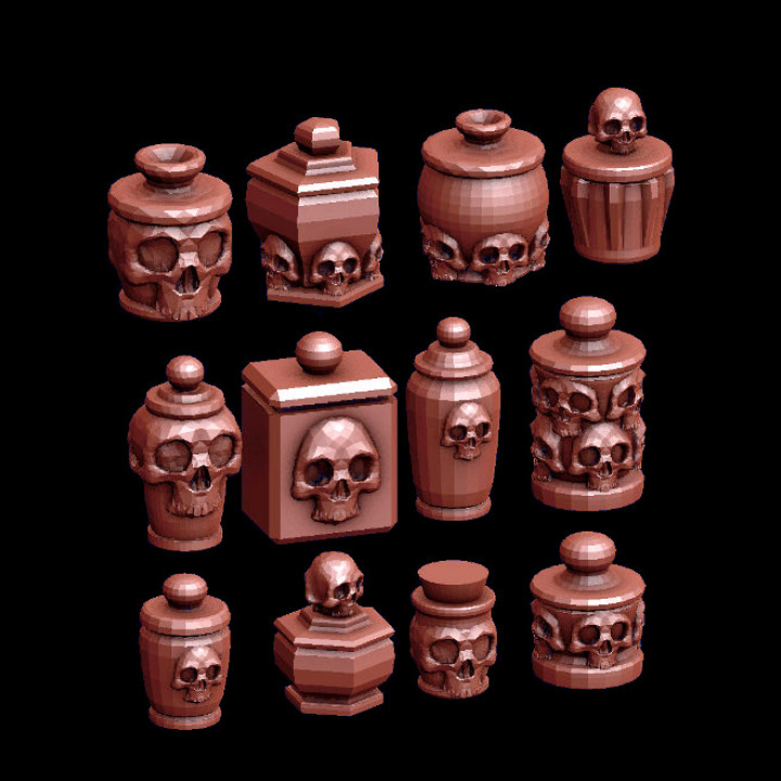 3D Printable Skull Jars by Pellinor