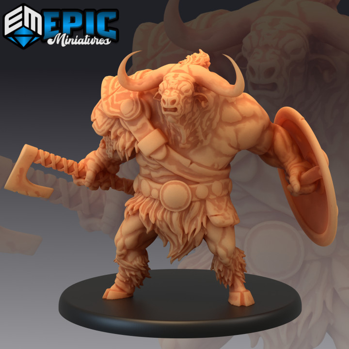 3D Printable Longhorn Minotaur Set / Axe & Shield Bulky Warrior / Half ...