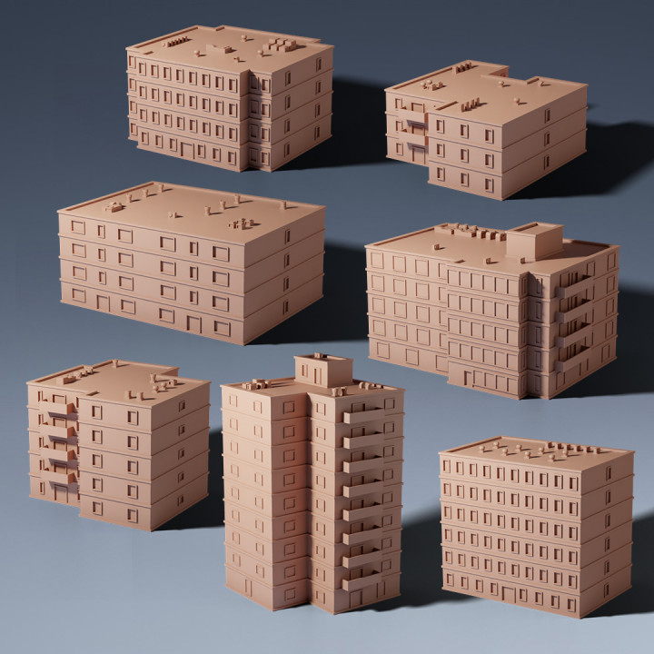 3D Printable 6mm Modern Buildings by Productions Diratia
