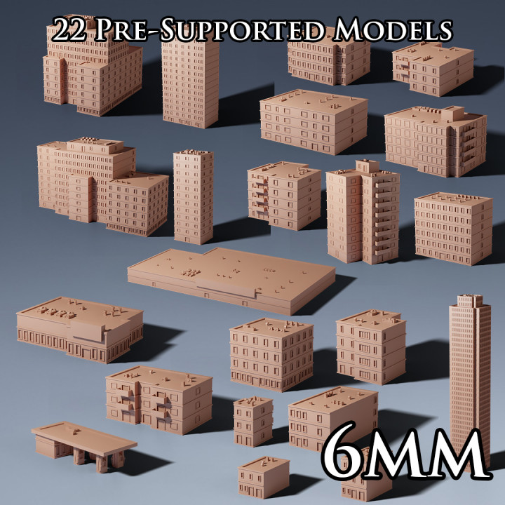 3D Printable 6mm Modern Buildings by Productions Diratia
