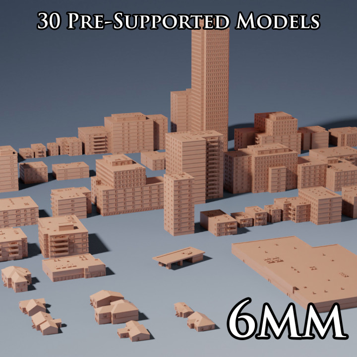 3D Printable 6mm Modern City by Productions Diratia