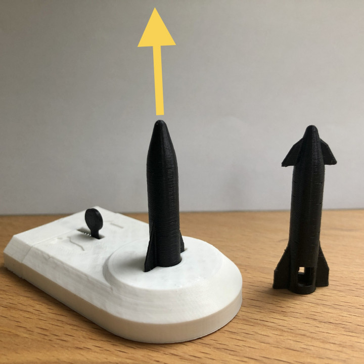 3D Printable Funktional Starship rocket model with launchpad by Tim Hofmann