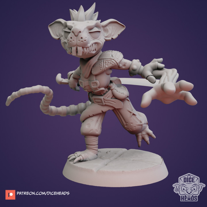 3D Printable Ratfolk Wizard-Rogue (Pre-supported included) by Dice Heads