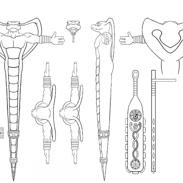 3D Printable Yuan-Ti / Snake-man Warrior, Pose 1 by nonPareil Institute