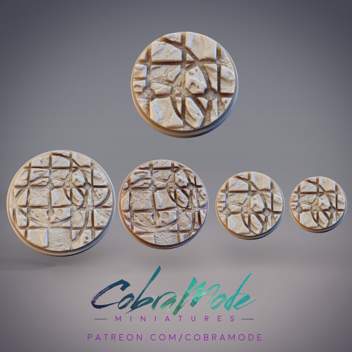 3D Printable Ruins Stone Floor Base Pack (4pcs) by CobraMode