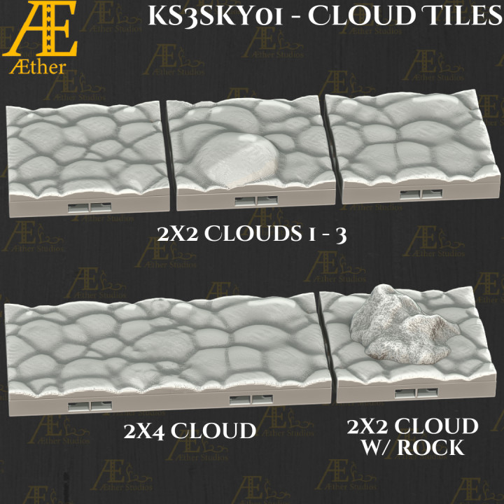 3D Printable KS3SKY01 - Cloud Tiles by Aether Studios