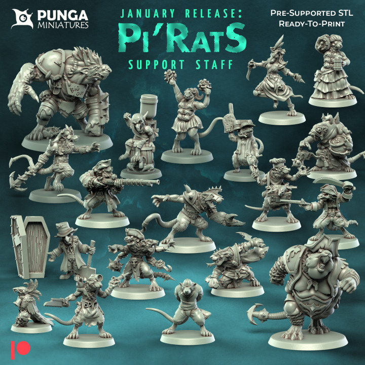 3D Printable January Release - Pi'Rats Support Staff by Punga Miniatures