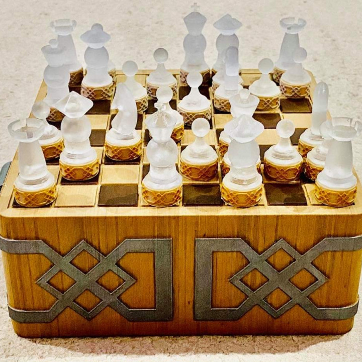 3D Printable Crystal Medieval Chess Drawer Set by Lazy Bear