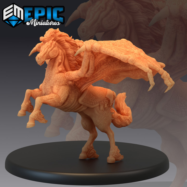 3D Printable Fallen Pegasus Mount / Epic Dark Winged Horse / Flying Evil Steed by Epic-Miniatures