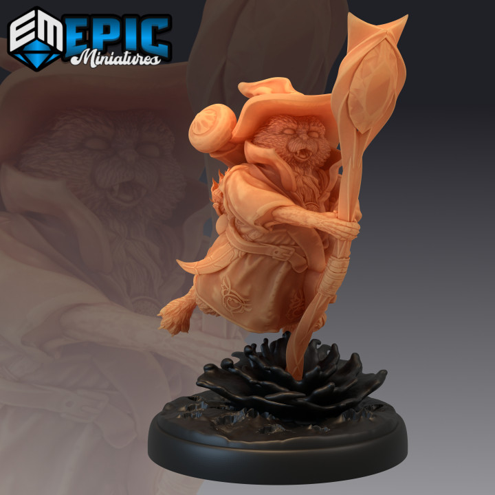 3D Printable Catfolk White Cat Sorcerer Set / Feline Wizard / Magician ...