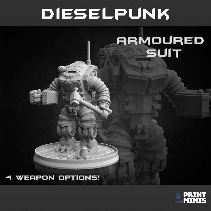 3D Printable Armoured Hard Suit - Dieselpunk Collection by Print Minis