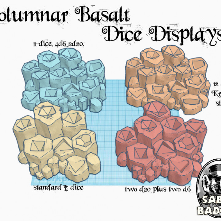 3D Printable Columnar Basalt - Dice Set Display by brander roullett