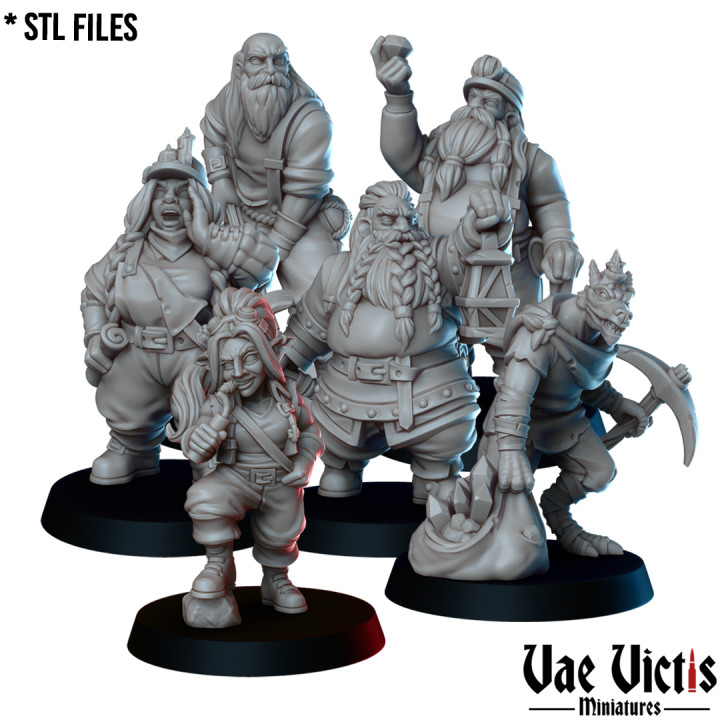 3D Printable Miners (Set) by Vae Victis Miniatures