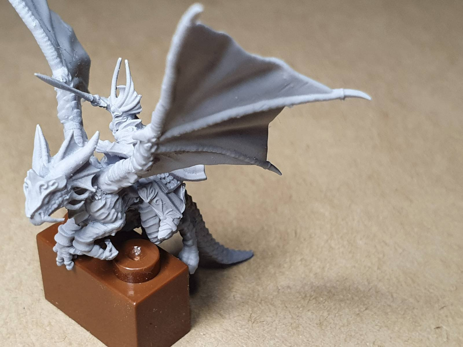 3D Printable Elf Hero on Dragon miniature (28mm, modular) by Juhász Gergely