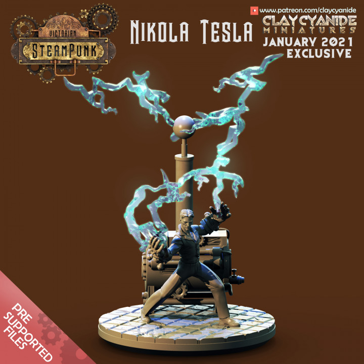3D Printable Nikola Tesla by Clay Cyanide Miniatures