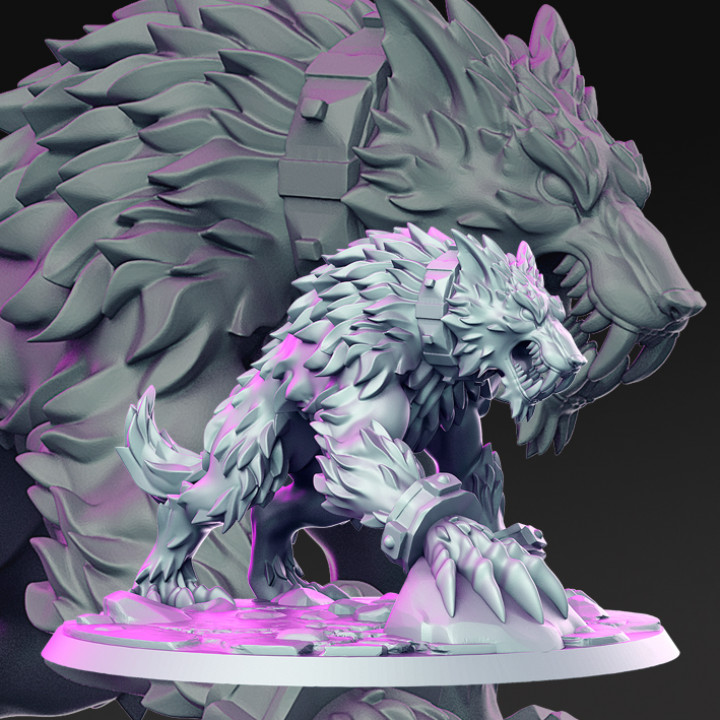 3D Printable Fangrir- Giant Wolf - 32mm - DnD - by RN Estudio