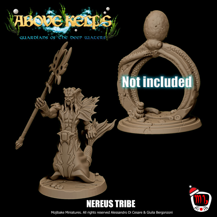 3D Printable Nereus Head Mage (pre supported) by Mojibake Collectibles