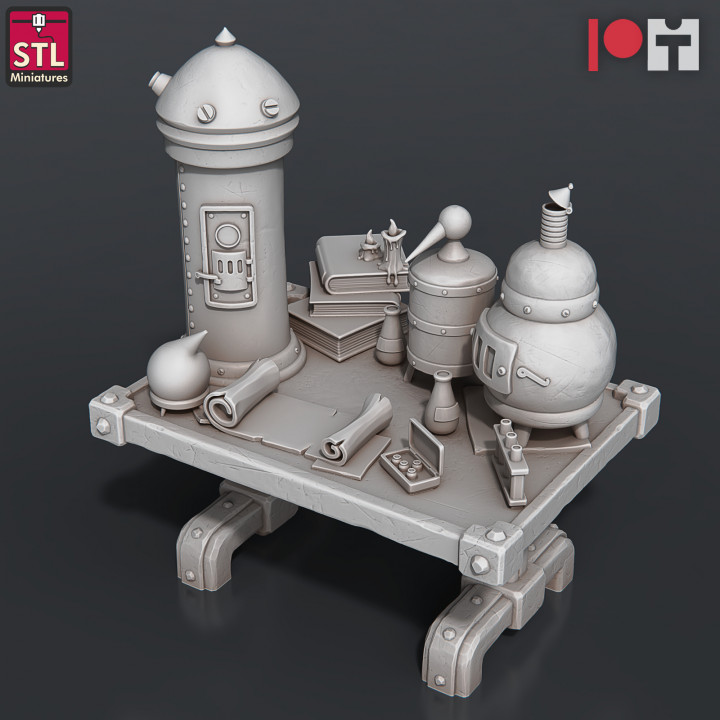 3D Printable Alchemy Desk by STL Miniatures
