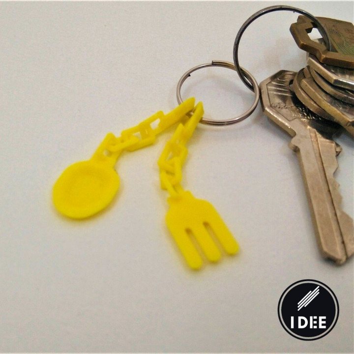 3D Printable Useless Spoon and Fork Keychain by Alex Torres