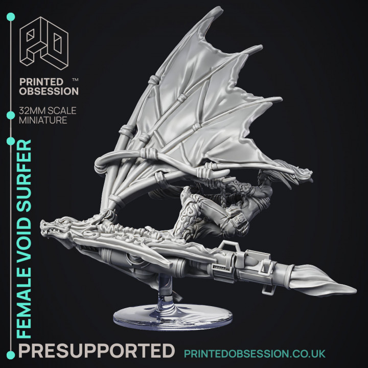 3D Printable Female Void surfer - Gyth - Pre Supported - 32mm D&D by Printed Obsession