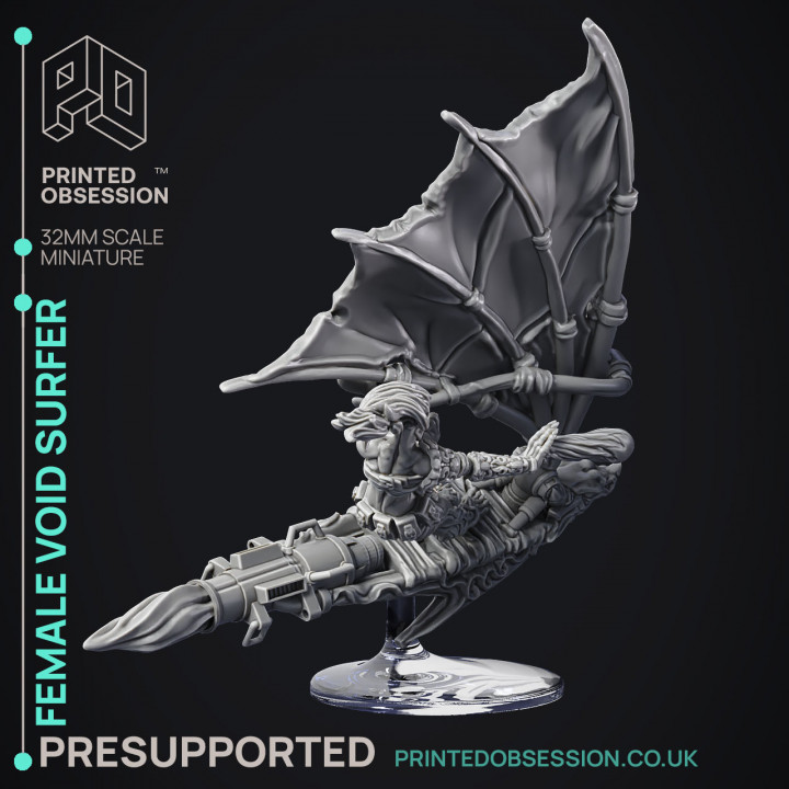 3D Printable Female Void surfer - Gyth - Pre Supported - 32mm D&D by Printed Obsession