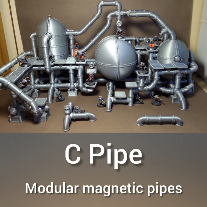 3D Printable C Pipe - Modular magnetic pipes by VeryCell